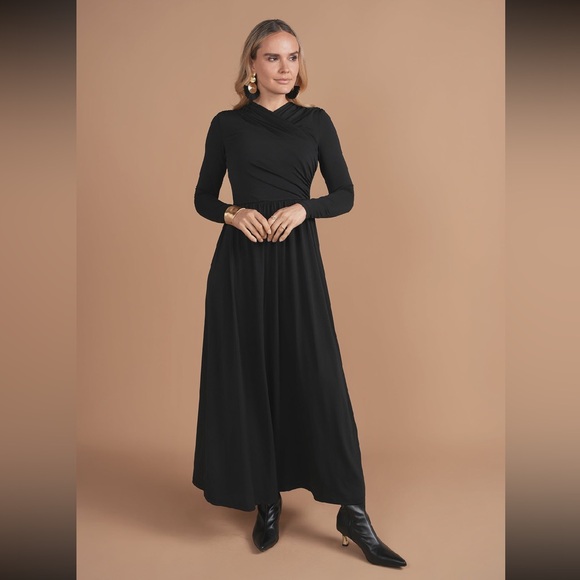 Bliss | Dresses | Bliss Crossover Overlay Maxi Black Jersey | Poshmark